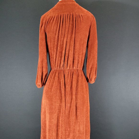 Vintage | Dresses | 7s80s Burnt Orange Terry Cloth Shirtwaist Dress ...